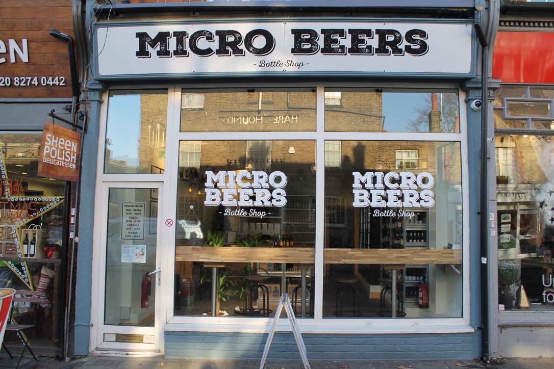 Micro Beers bottle shop. East Sheen London – empties